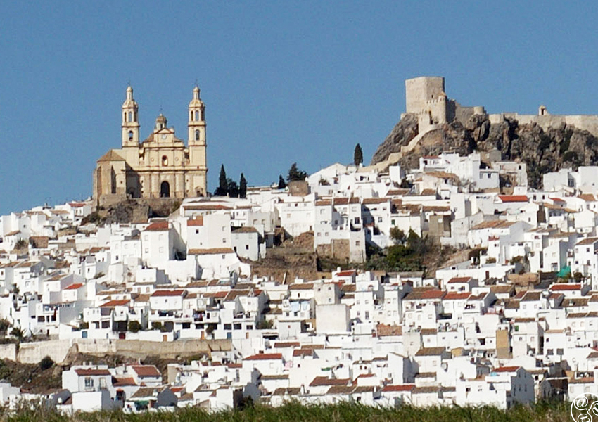 The white village of Olvera in the Cadiz province, Andalucia, Southern ...