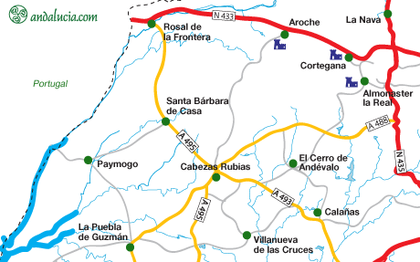 Map of the village of Rosal de la Frontera | Huelva province ...