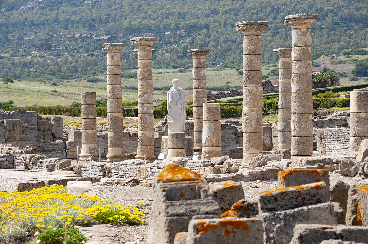 The Roman ruins of Baelo Claudia, village of Bolonia, Cadiz province ...
